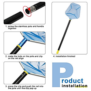 Pool Net, 8FT Pool Skimmer with Medium Bag, Heavy-Duty Pool Leaf Rake with Stainless Steel Pole, Fine Mesh Net Leaf Skimmer for Pond Vacuum Swimming Pool Cleaning