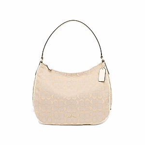 Coach ZIP SHOULDER BAG IN SIGNATURE JACQUARD, Light Khaki/Chalk/Imitation Gold, NS