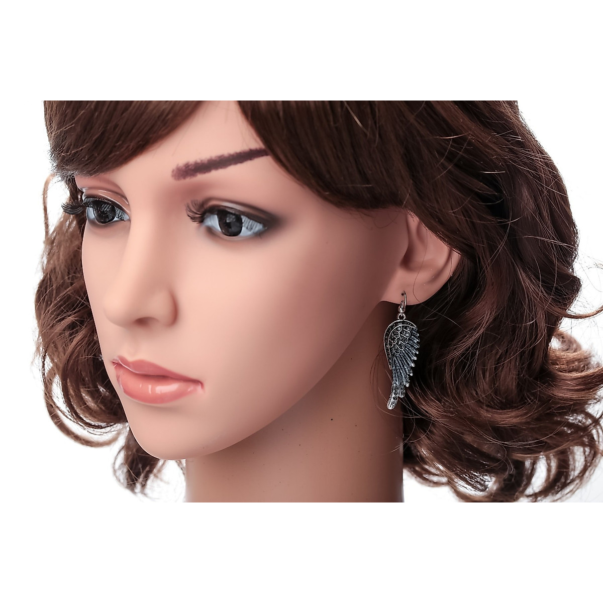 Szxc Women's Crystal Guardian Angel Wings Hypoallergenic Dangle Earrings Biker Jewelry - 2 1/4 inch