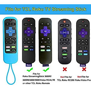 TOKERSE Glow Remote Cover for Roku Steaming Stick/Voice/Express/Premiere Remote - Silicone Case Cover for TCL Hisense Roku TV Smart TV Remote Control Replacement Cover Case Glow in The Dark - GlowBlue