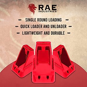 RAEIND Universal Magazine Speedloaders for Double Stack Magazines with Different Calibers Including 32 auto, 9mm, 22TCM.357 SIG.380 ACP, 40 S&W speedloader, USA Made (Ruby)