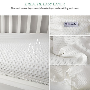 Breathable Mini Crib Waterproof Mattress Protector Pad- Hypoallergenic - Noiseless - Washable- Breath Easy, Babies and Toddlers, Lab Tested - Mini Crib Size 24"X38" by Slumberfy
