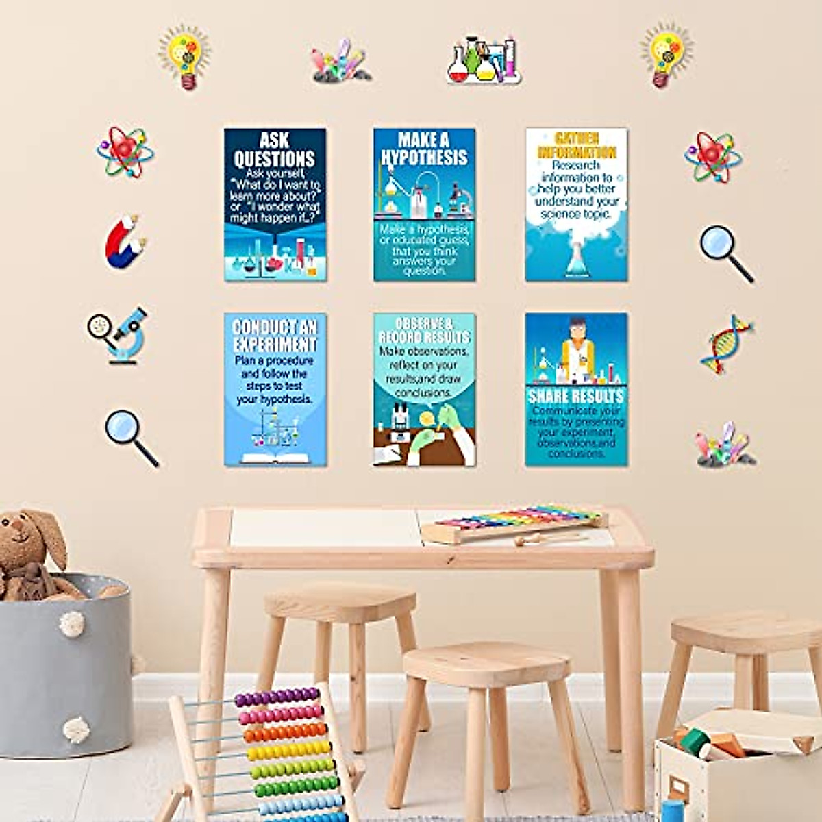 31 Pieces Scientist Bulletin Board Set Laminated Science Posters Classroom Decals Banner Classroom Wall Decoration for Teachers Science Lab Cutouts School Bulletin Board Office Party Supplies