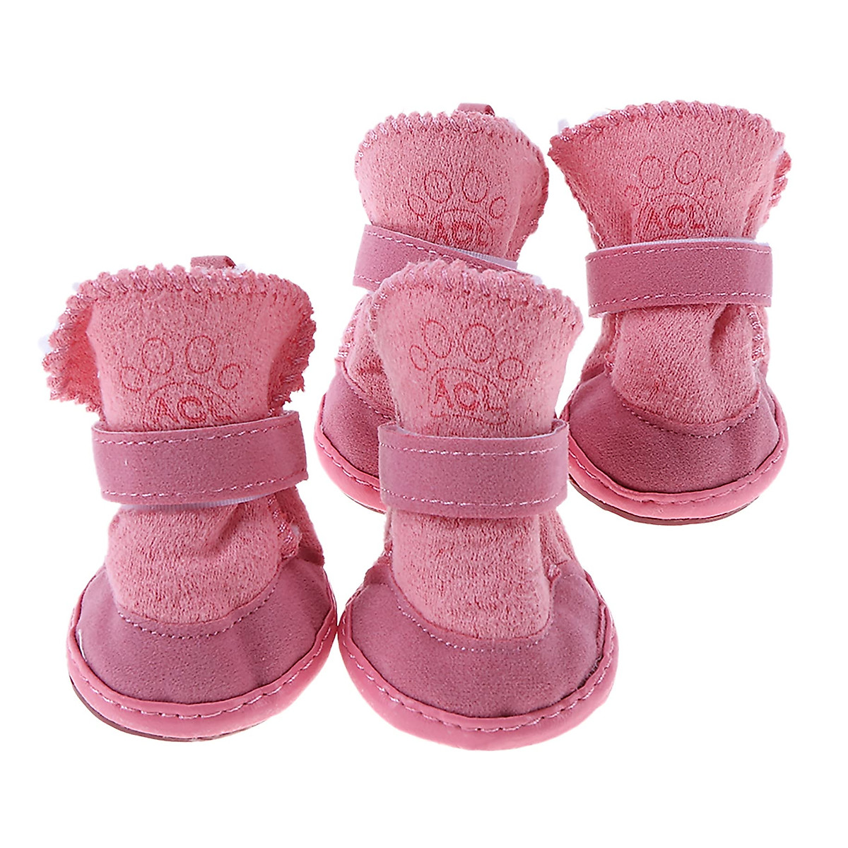GabeFish Puppy Cute Cozy Warm Anti Slip Winter Boots for Small Medium Dogs Pets Cats Thicken Fleece Snow Shoes Pink Medium