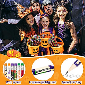 100 Pcs Halloween Pencil Assortment with Eraser, Colorful Wood Pencils in Halloween Design, Halloween Party Favors for Kids, Trick or Treat, Halloween Goodies Bags Filler, Game Prizes Classroom Reward