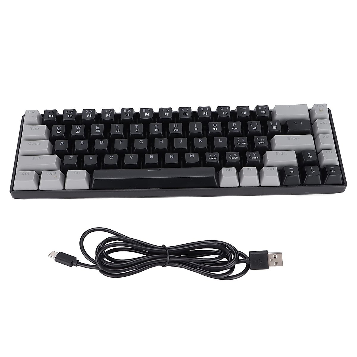 Horoper Computer Mechanical Keyboard, Mechanical Keyboard 68‑Key Red Shaft Green Shaft Dual Color RGB Backlit Gaming Mechanical Keypad (Gray)