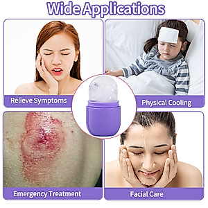 Ice Roller Mold-Ice Roller for Face and Eye，Beauty Cube Brighten Skin &Enhance Natural Glow &Remove Fine Lines，Facial Beauty Ice Roller Skin Care Tools (Oval, purple)