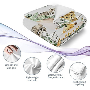 XOZOTY Personalized Tropical Jungle Wild Animals Baby Blanket with Name for Girls Boys Custom Nursery Kids Blankets for Baby Shower Birthday Gifts Customized Soft Fleece Throw Tapestry 30 x 40 inch