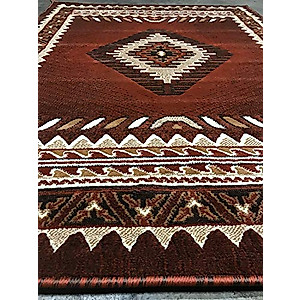 Kingdom South West Native American Area Rug Rust Brown Beige Design D143 (5 Feet 2 Inch X 7 Feet)