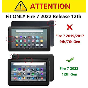 MaoMini for New Kindle Fire 7 Case 12th Generation 2022 Release,Kickstand Heavy Duty Armor Defender Case (Blue)