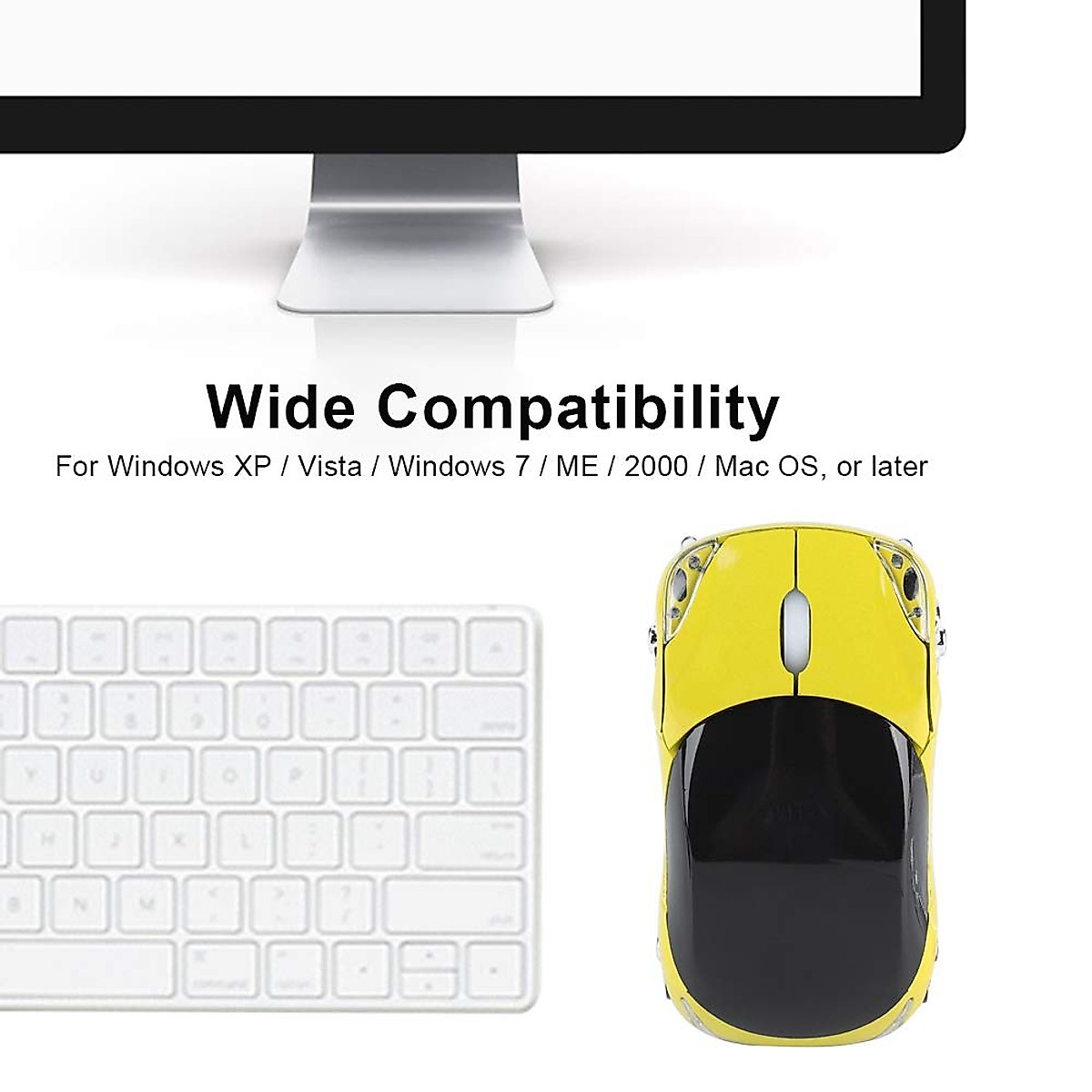 Zerone 2.4GHz Mouse, Portable Optical Mouse 1600DPI for/Android/ME/Windows PC/Tablet Gaming Office (Yellow)