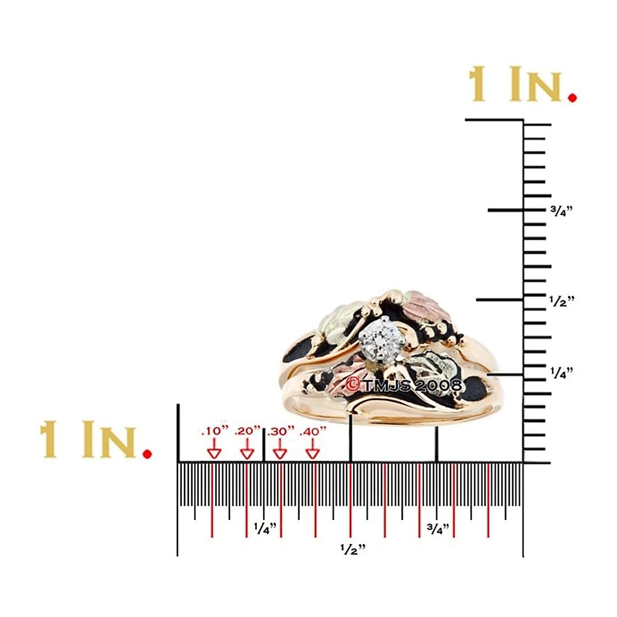 10k Yellow Gold Antiqued Diamond Black Hills Gold Engagement Wedding Ring Set Size 10