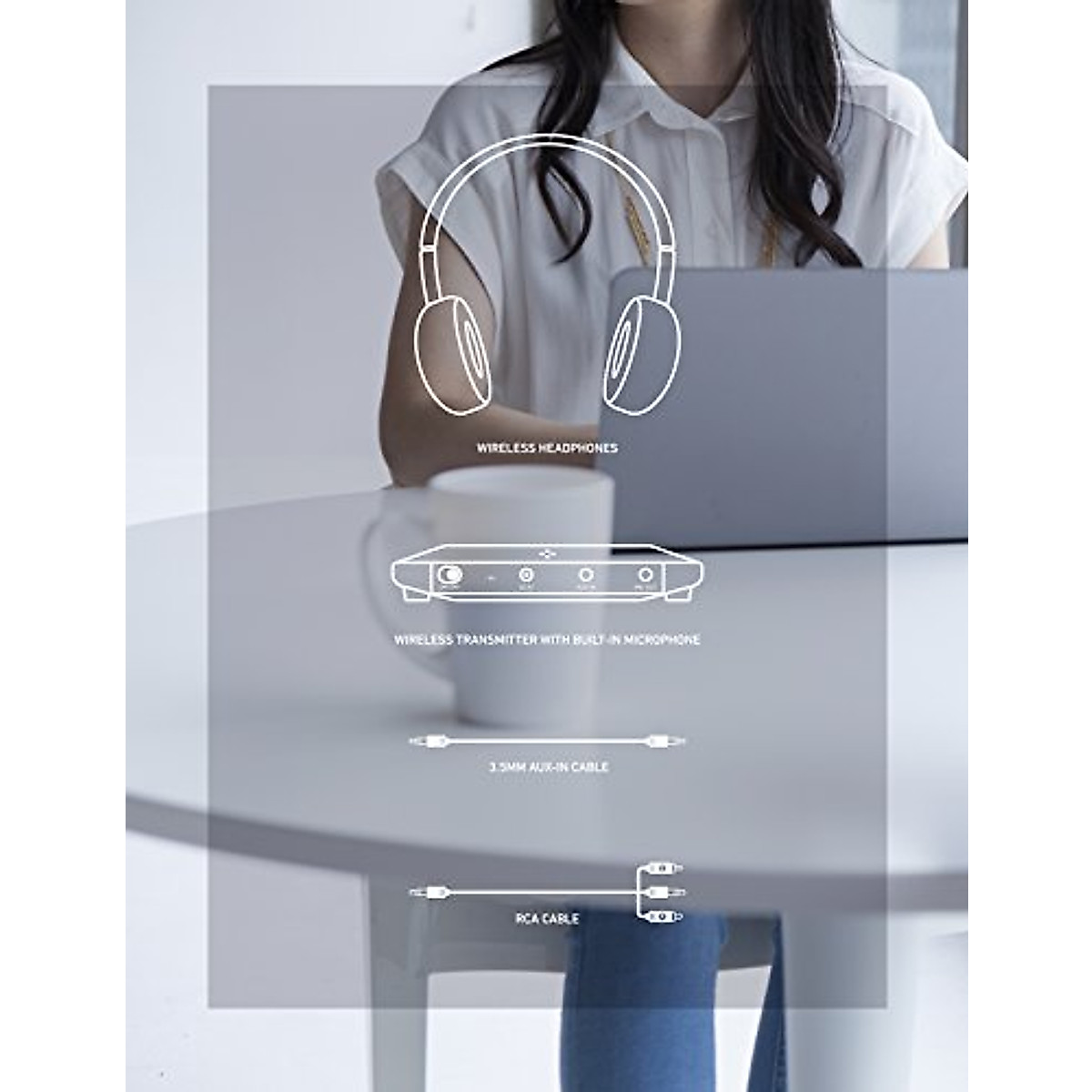 SHARPER IMAGE SHP921 Universal Wireless Headphones For TV, Black