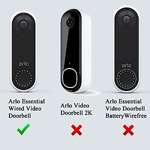 Silicone Skin Case Cover Sun Glare, UV & Weather Rain Protection Skins Cover Compatible with Arlo Essential Video Doorbell Wired - Black (1 Pack)