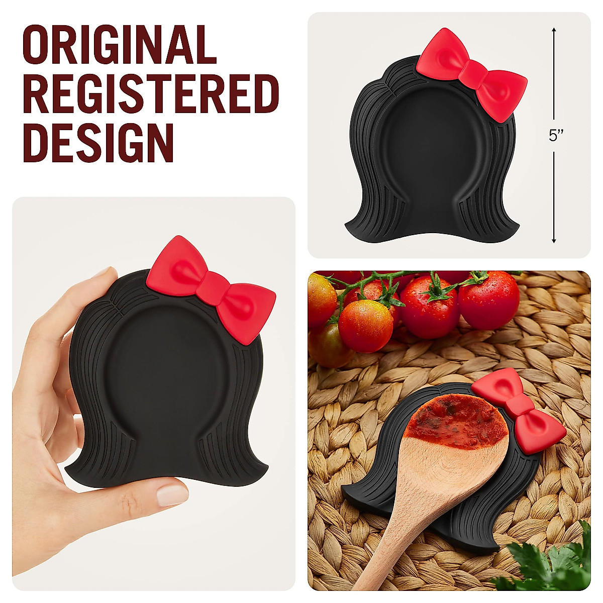 Betty's Fun Wig-Shaped Silicone Spoon Rest/Utensil Rest from a Series of Cool Kitchen Gadgets | 50s-Style Spoon Rest for Kitchen Counter | Original Kitchen Accessories by Monkey Business