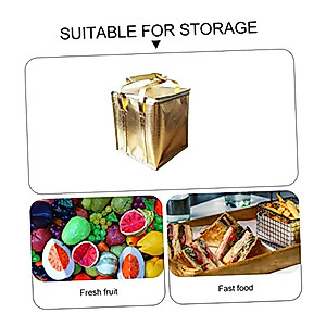 Mobestech Baking Tote Pizza Warmer Bags Insulated Beverage Cooler Zippered Tote Bag Small Food Insulated Bag Thermal Bag for Food Delivery Reusable Food Delivery Bag Non-woven Fabric Golden