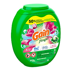 Gain flings Laundry Detergent Soap Pacs HE Compatible 112 ct Long Lasting Scent Spring Daydream