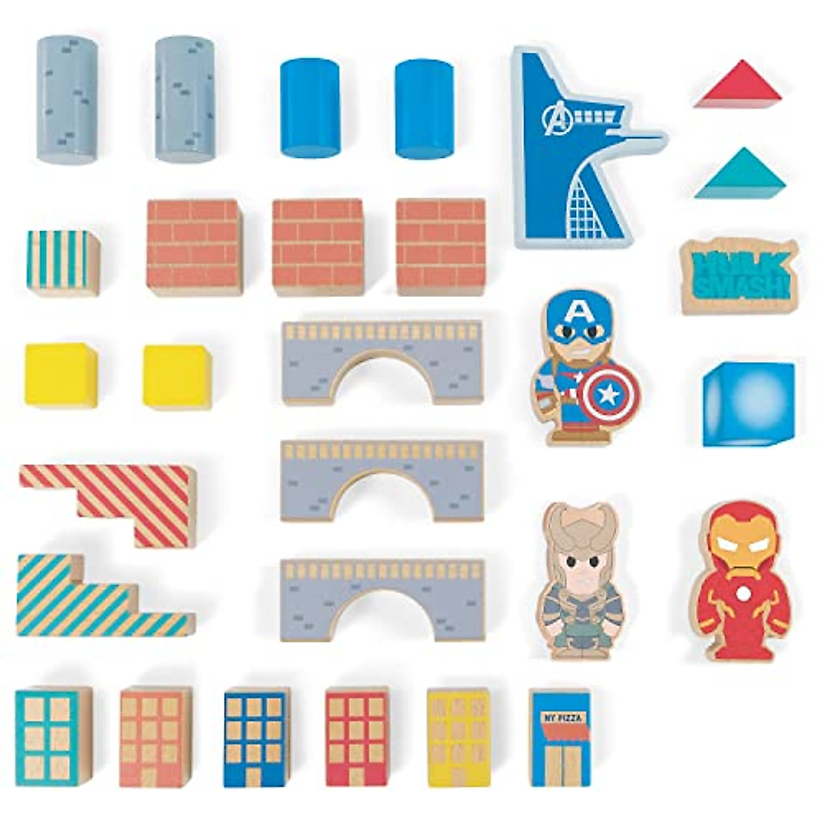 Disney Marvel Wooden, Avengers 29-Piece Block Set, Kids Toys for Ages 18 Month, Amazon Exclusive