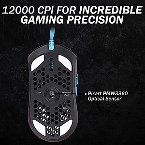 HK Gaming Sirius M Ultra Lightweight Honeycomb Shell Gaming Mouse | 54 Grams | 16000 cpi | USB Wired | 6 programmable Buttons | On-Board Memory | Anti Slip Grips | Sirius-M 16000cpi Phantom