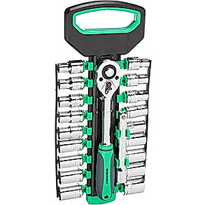 Amazon Brand - Denali 1/2-Inch, Drive Socket Set with Holder, 20-Piece