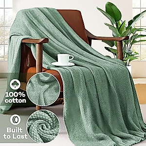 Touchat Throw Blanket for Couch, Chunky Cable Knit Blanket Textured Throw Blanket, Thick Acrylic Blanket Super Cozy Warm Decorative Farmhouse Knitted Blankets for Bed Sofa Living Room(Sage, 50''x60'')