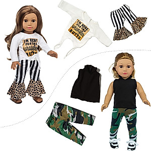 XFEYUE 22 Pcs American 18 inch Doll Clothes Gifts and Accessories, Fit 18 inch Doll - Including 10 Sets of Various Styles Doll Clothes, Hair Clips and Sunglasses Handbags