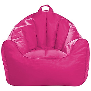 Posh Creations Structured Comfy Bean Bag Chair for Gaming, Reading, and Watching TV, Malibu Lounge, Soft Nylon-Pink