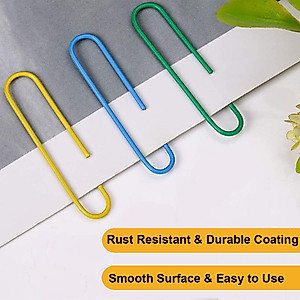 Vinaco Paper Clips Colorful, 100 Pack Large Paper Clips 2 Inch (50 mm), Durable & Rust Resistant, Jumbo Paper Clips, Colored Paper Clips. Great for Office, School and Personal Use (Multicolored)