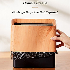 Aiabaleaft Plastic Mini Desktop Trash Can, Simulated Wood Grain Wastebasket, Uncovered Retro Waste Basket, Desktop Trash Can for Kitchens,offices, Living Room, Makeup table Etc (Raw Wood Color)