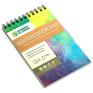 Watercolor Paint set 36 Premium Paints-12 Page pad - 6 Brushes Bundle with 2 Pack Sketch Pad