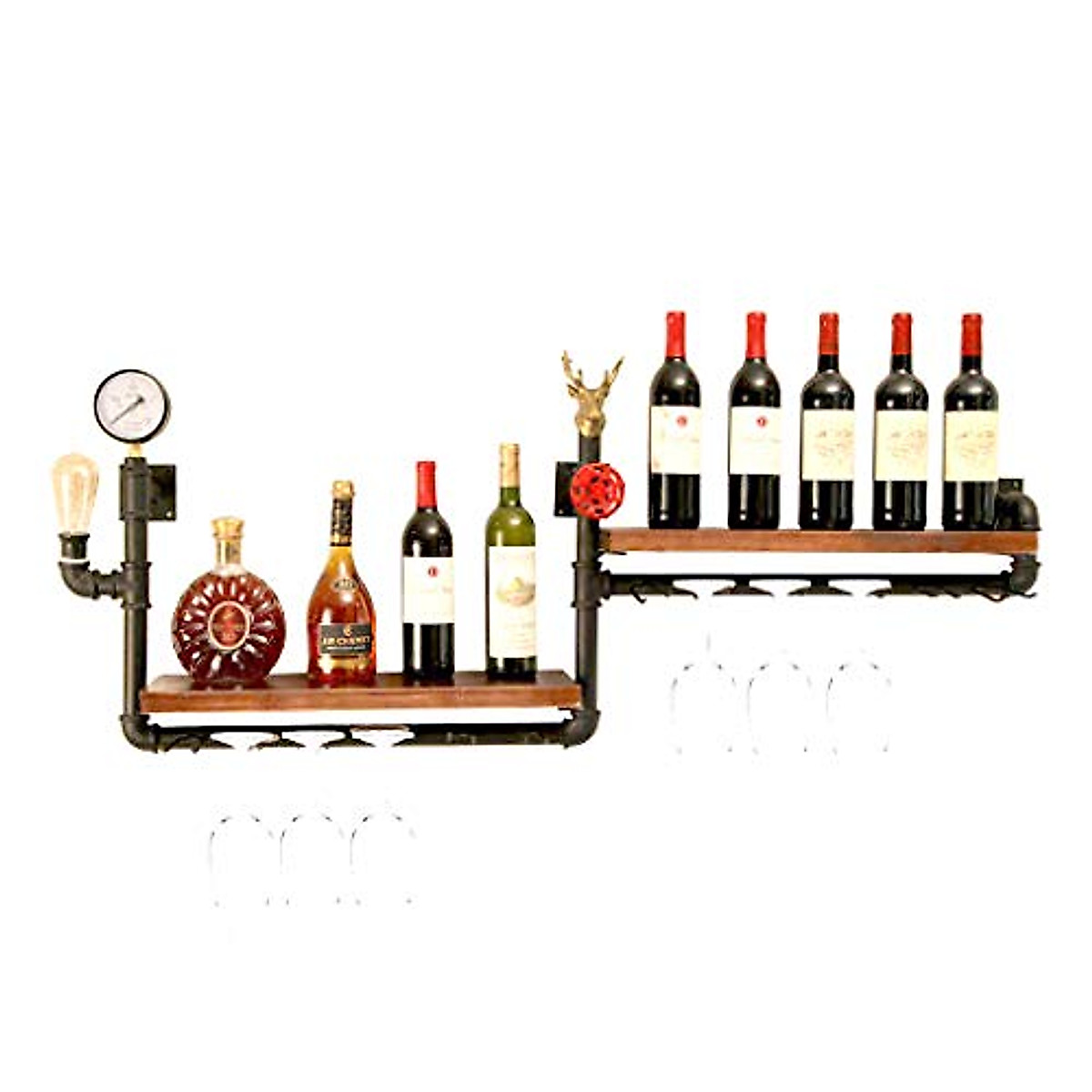 PIBM Stylish Simplicity Wine Shelf Wine Rack Wooden Wall Hanging Wine Rack Wine Glass Holder