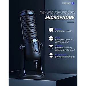 Donner USB Condenser Microphone for PC, PS4/5, USB Microphone with Instrument Interface for Gaming Recording Streaming Podcasting, 4 Pickup Patterns, Compatible with Major Live Broadcast Software