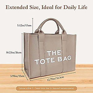 The Tote Bags for Women Large Travel Tote Bag Purse with Zipper PU Leather Tote Bag Top-Handle Shoulder Crossbody Bags Grey