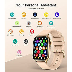 EGQINR Smart Watch (Answer/Make Call), 1.68" Fitness Tracker Smartwatch for Android iPhone with Blood Pressure Blood Oxygen Heart Rate Sleep Monitor Pedometer, IP67 Waterproof Smart Watches for Women