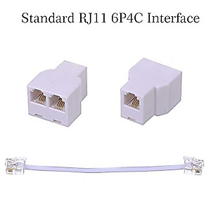 Phone Line Splitter,Telephone Splitter,with RJ11 6P4C Plugs, Suitable for Telephone, Fax Machine, 2 Pack White