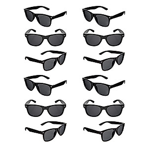 Black Sunglasses Bulk 48 Piece Party Pack- Wholesale Lot -Retro Style Risky Business-Blues Brothers Black Sunglasses for Graduation Mardi Gras Holidays-Birthdays Wedding Party Adult Kids Men Women