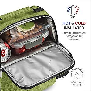 FineDine Lunch Bag with Glass Containers - Insulated Lunch Box for Women and Men - Leakproof Locking Lids & Ice Pack - 2-Compartment Cooler Tote for Work (Limerick)