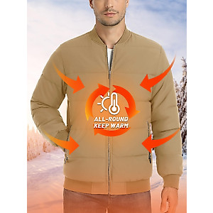 TACVASEN Mens Puffer Jacket Men Quilted Bomber for Men Lightweight Winter Full Zip Padded Jacket Windbreaker Men