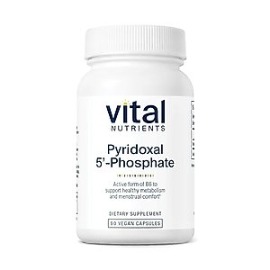 Vital Nutrients Pyridoxal-5 Phosphate | Activated Vitamin B6 | Methylated B6 for Metabolism, PMS, and Menstrual Support* | High-Potency P5P Supplement | Gluten, Dairy, Soy Free | 90 Capsules