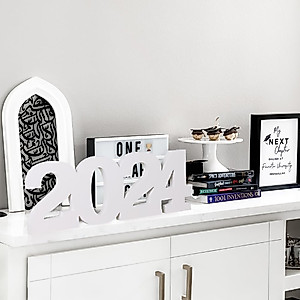 Ivenf Graduation Decorations, Large Numbers 2024 Table Sign, Free Standing 2024 Centerpieces for Graduate Photo Props, Graduation Party Supplies, New Years Holiday, Grad Decor, White