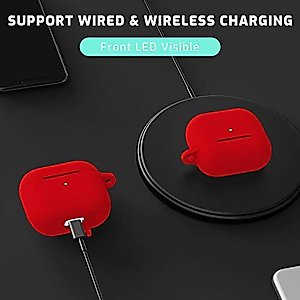 MILPROX AirPods 3 Case, Protective Skin Cover with Keychain [Visible Front LED] Shockproof Soft Slim Cases Accessories for AirPods 2021 3rd Generation Charging Case [2021 Release]-Red