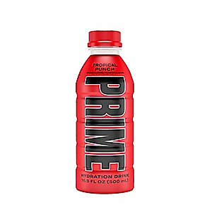 Prime Hydration with BCAA Blend for Muscle Recovery - Tropical Punch (12 Drinks, 16 Fl Oz. Each)