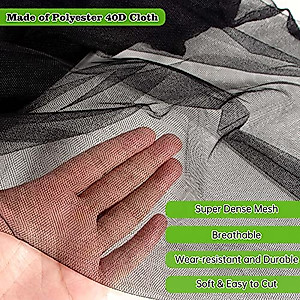 Mosquito Netting 39x10Ft Garden Mesh Netting, Fly Bird Net Barrier Hunting Blind Plant Protecting Net, 3x12m Black