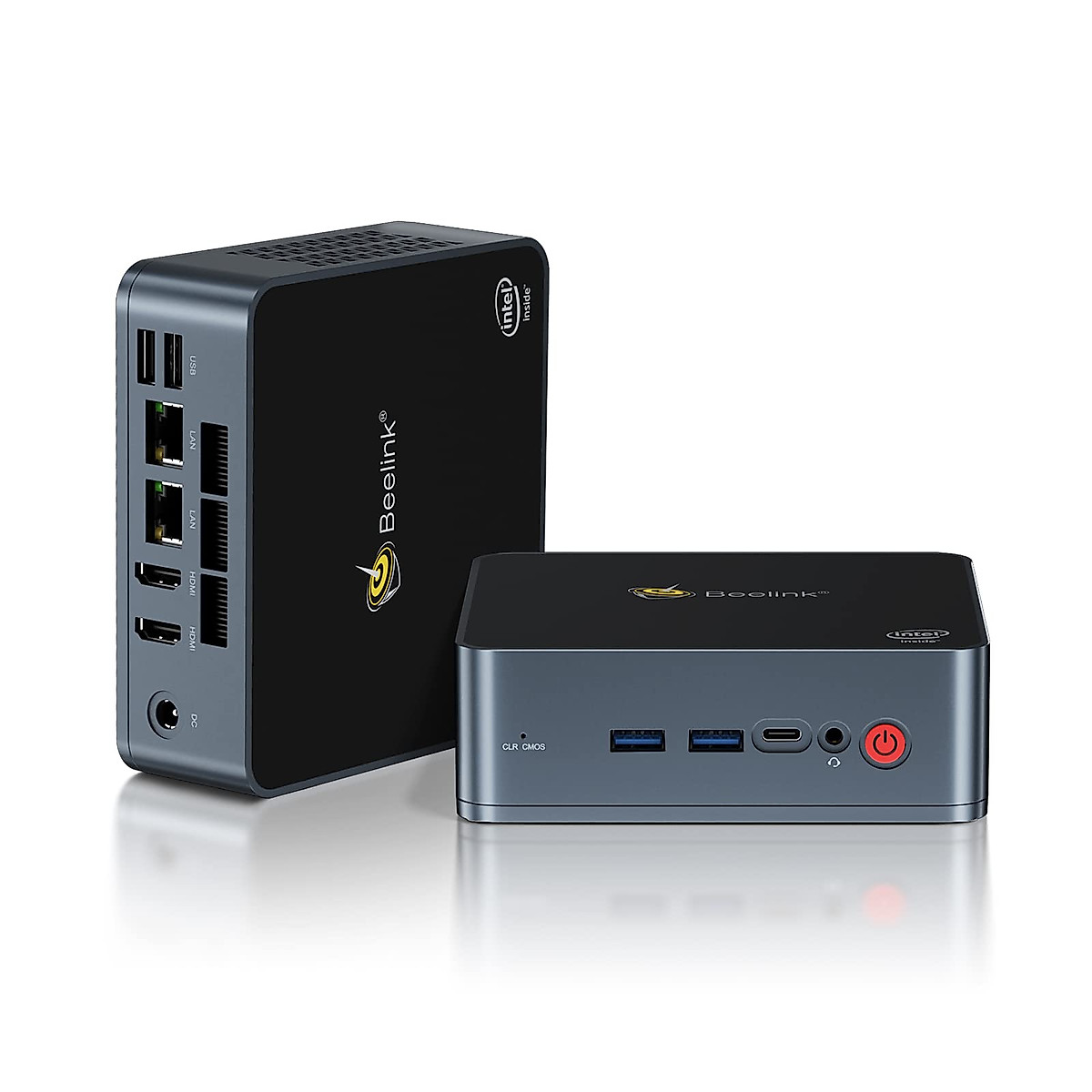 Beelink Mini Pc GK55 8GB DDR4 256GB SSD Intel J4125(4C/4T 4MB Cache Up to 2.7GHz), Mini Computer Supports 4K Dual HDMI Output / 2.4G+5G WiFi/ BT4.0/2.5" HDD Extension/Dual Gigabit Ethernet