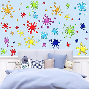 Colorful Wall Decals Color Paint Wall Stickers Watercolor Paint Splash Shape Wall Decals Fabric Splatter Splotches Peel and Stick Wall Stickers Kids Wall Stickers for Classroom Playroom