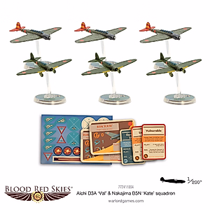 Warlord Blood Red Skies Aichi D3A Val & Nakajima B5N Kate Squadron 1:200 WWII Mass Air Combat Table Top War Game 772411004