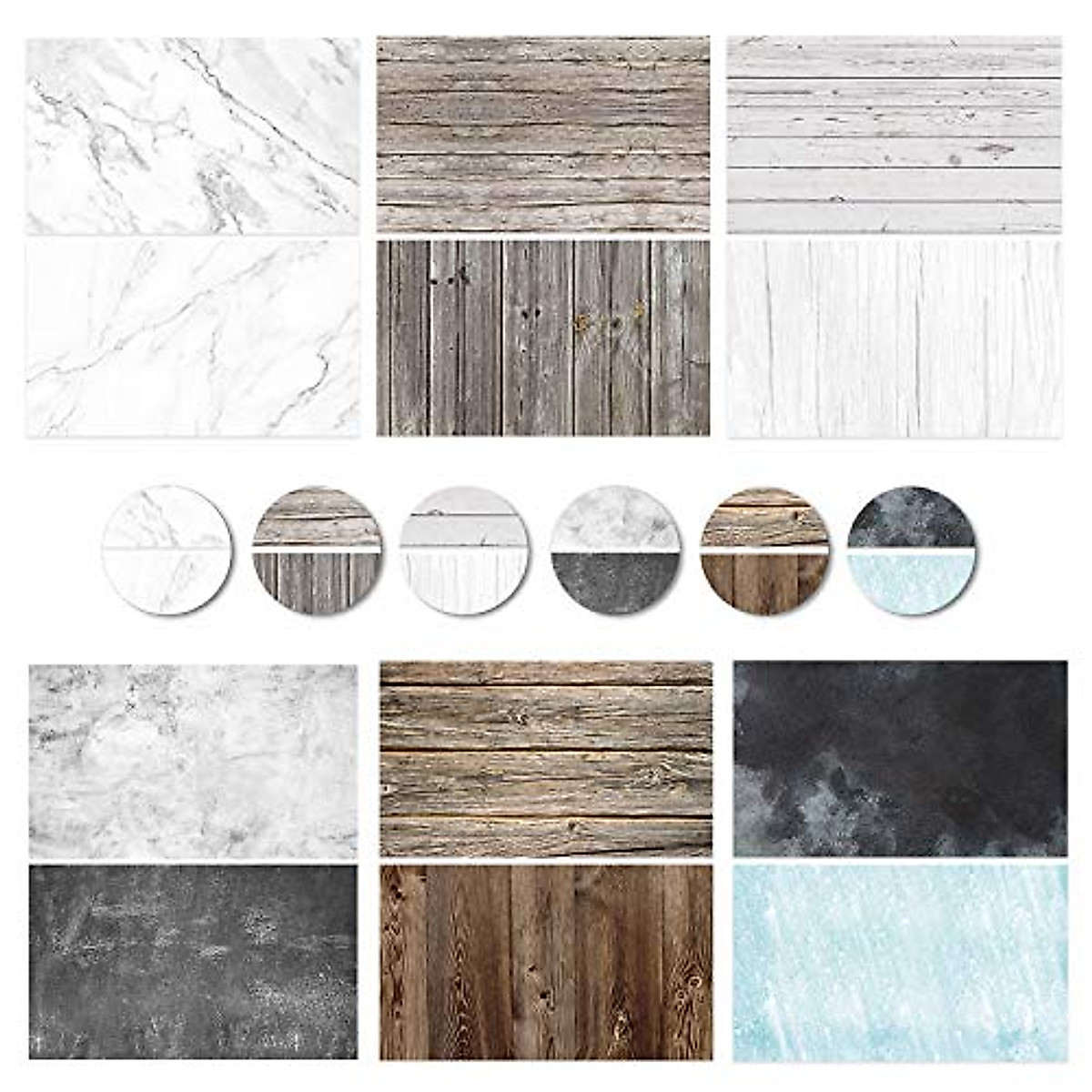 6PCS 12Patterns Photography Background Paper Wood Waterproof Food Photo Backdrop Double Sided 22X35 in, BEIYANG …