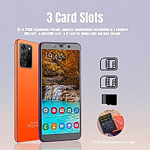 5.72in HD Full Screen Smart Phone, Note30 Plus Unlocked Smartphones, Dual Cards Dual Standby, 512MB+4GB Cell Phones, for Android 4.4.2, Support WiFi +BT+FM (Orange)
