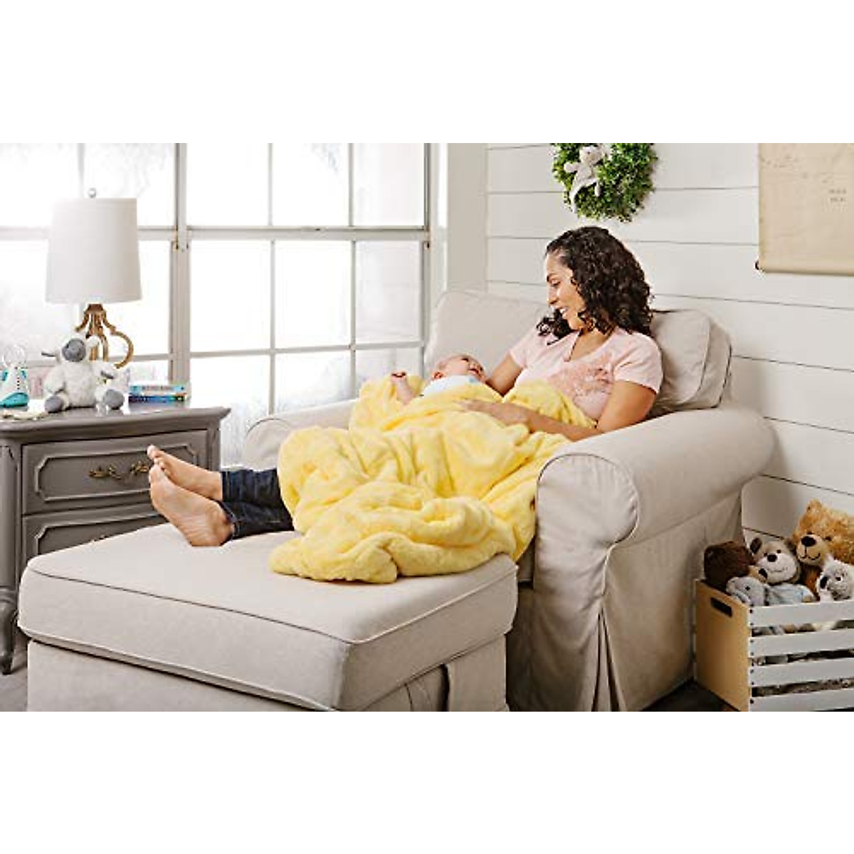 Chanasya Soft Wave Faux Fur Throw Blanket - Soft, Lightweight Reversible Sherpa & Minky Blanket - 50" x 65” - Yellow