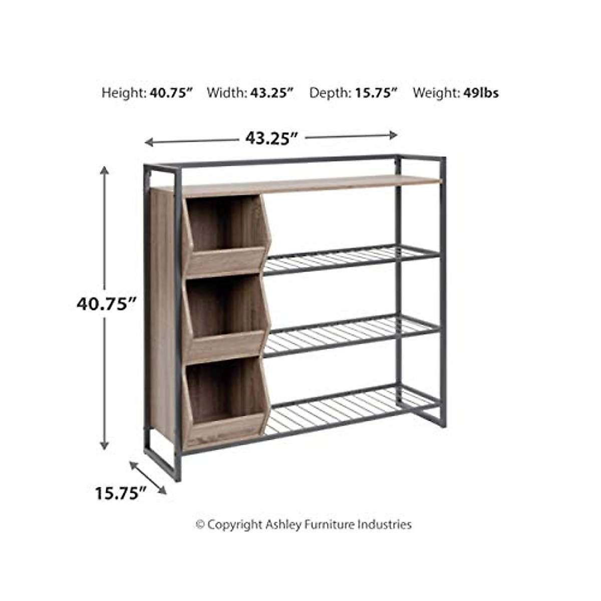 Signature Design by Ashley Maccanet Shoe Rack with Storage Cubbies, Brown
